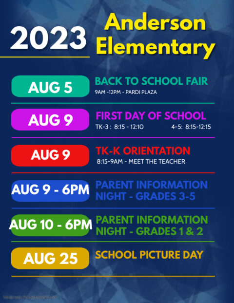 First Day of School - August 9, 2023 | Anderson Elementary School