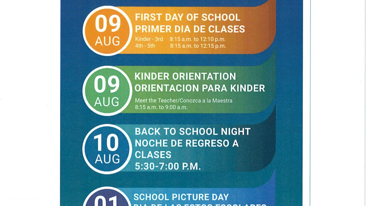 Back to School Dates/Fechas de Regreso a Clases | Gretchen Higgins ...